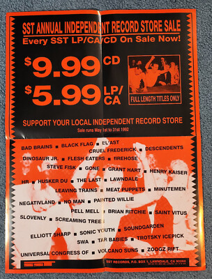 Vintage SST Records "Independent Annual Record Store Sale" Poster 1992 ...