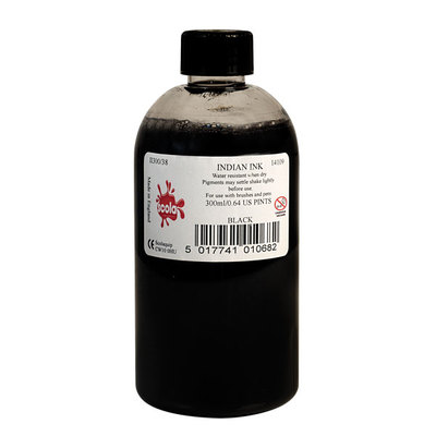 BLACK INDIAN DRAWING INK 300ml BOTTLE SCOLA ARTIST CALLIGRAPHY WRITING ...