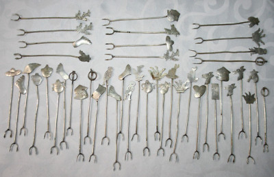 Lot of 43 Alpaca Mexican Appetizer Forks Lasso Sombrero Horse Leaf ...