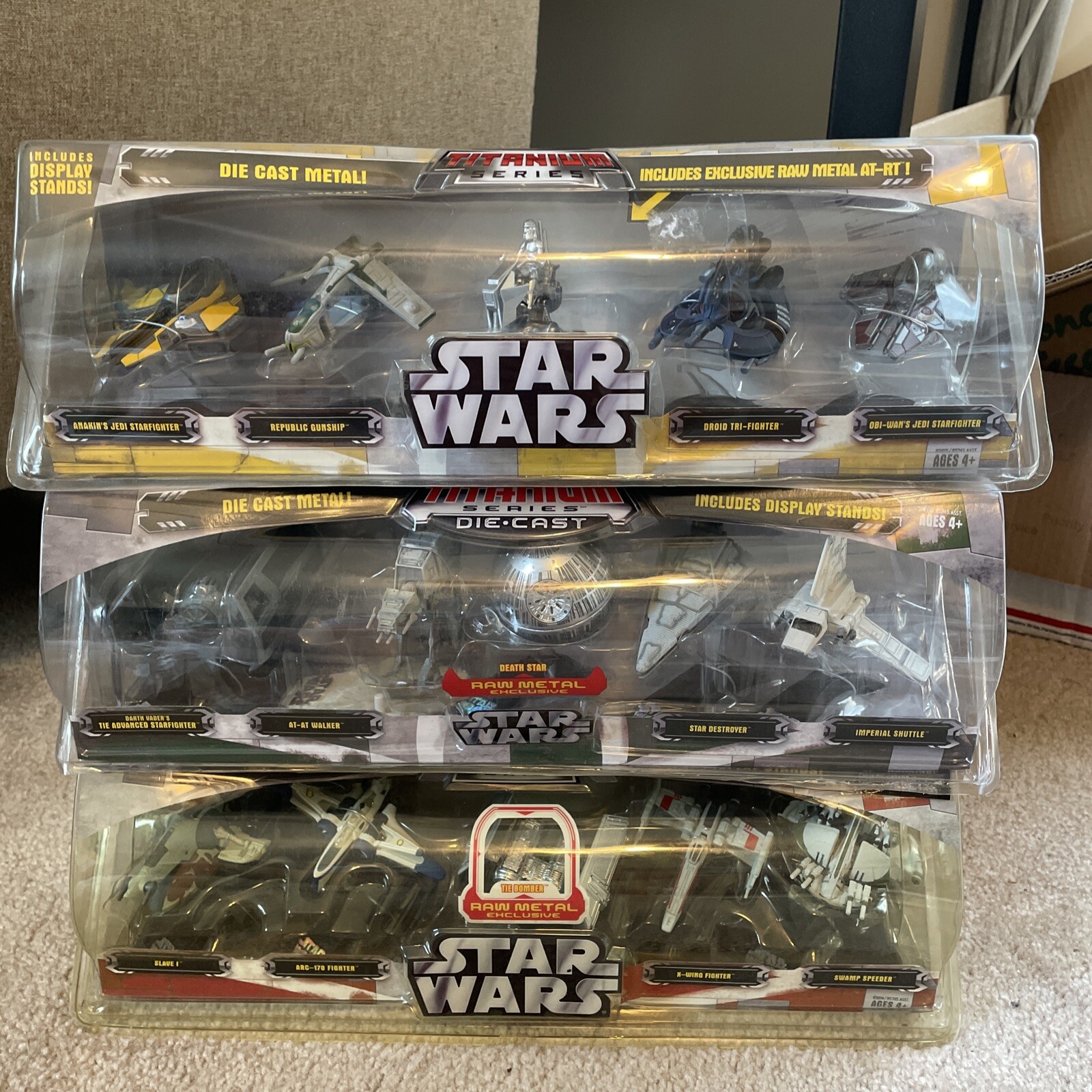 LOT of Star Wars 2005 Hasbro Titanium Series Metal Die Cast Star Ship ...