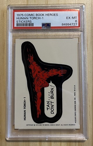 1975 Comic Book Heroes - Human Torch - 1 - Stickers - PSA 6 Marvel DC ...