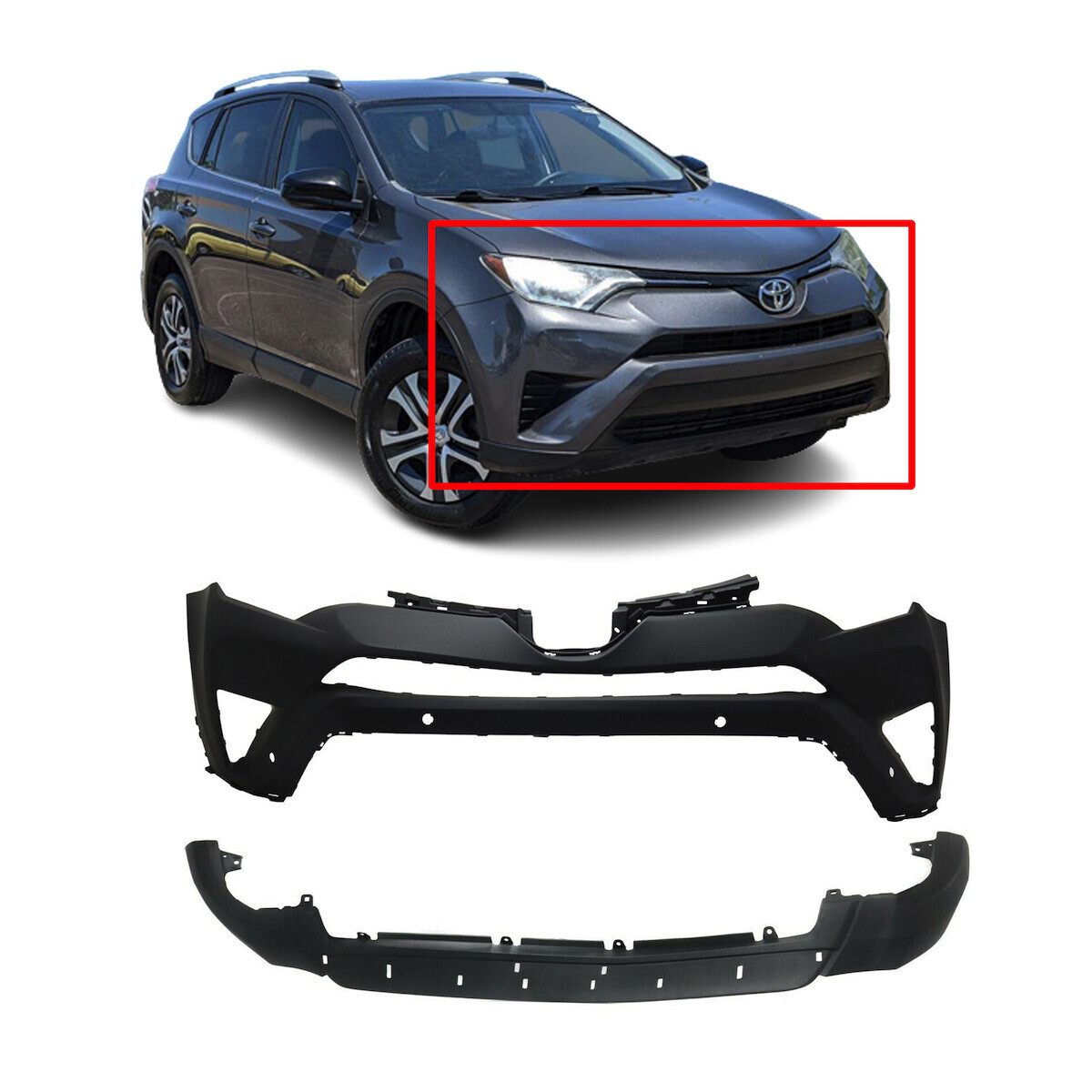 Front Bumper Cover Kit For 2016-2018 Toyota RAV4 W/Park TO1014103 ...