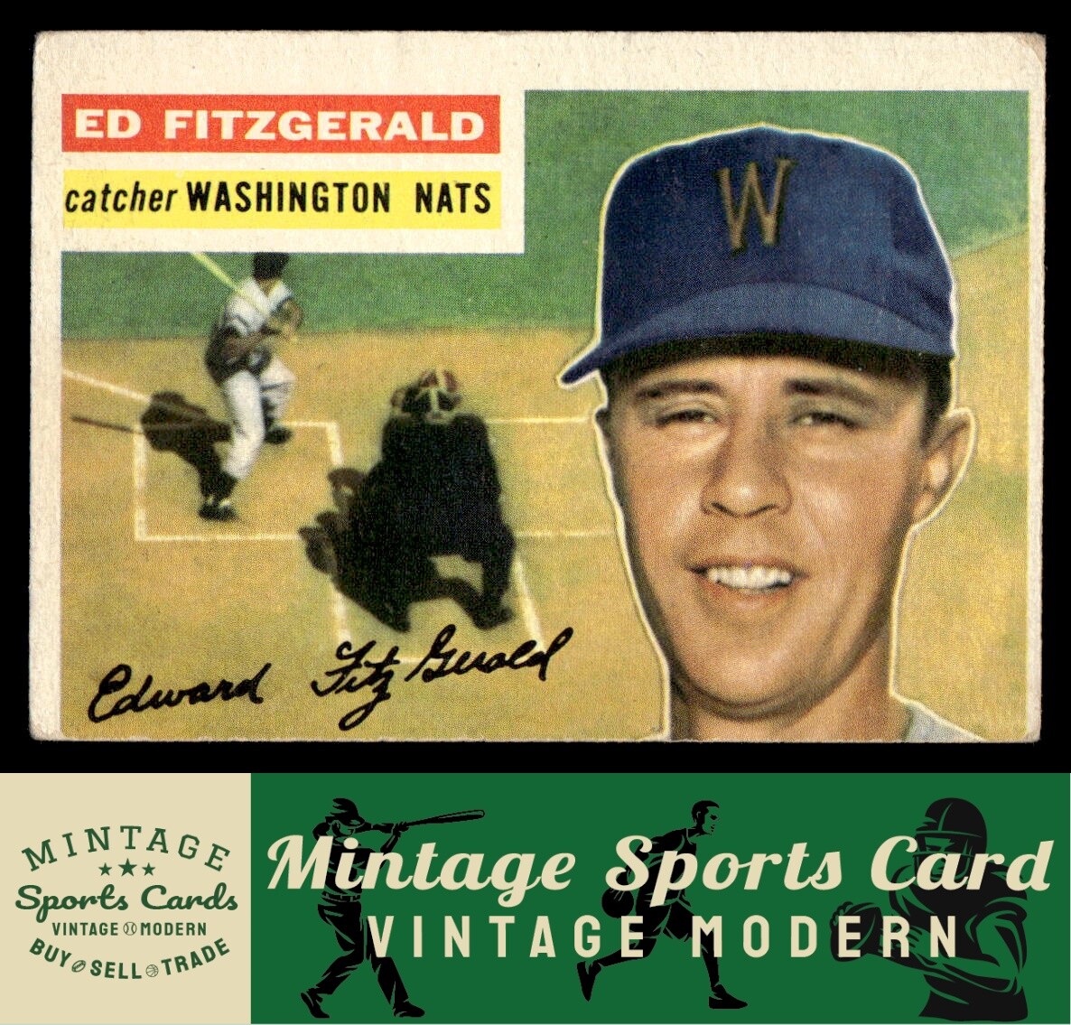 1954 Bowman - Ed Fitz Gerald - #168 Washington Senators | eBay