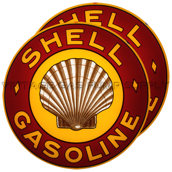 Pair of Roxana Shell (Red) 15" Limited Edition Gas Pump Lenses (15.352 ...