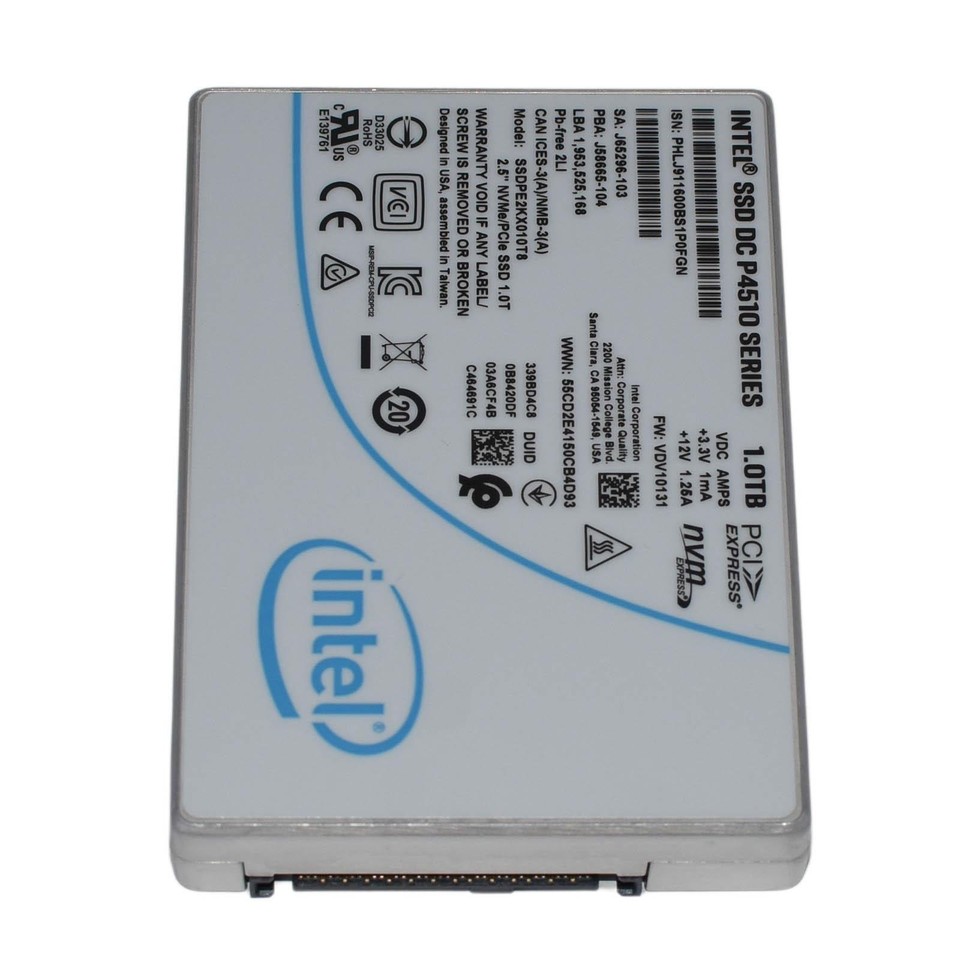 Intel DC P4510 SSD 1TB NVMe U.2 PCIe 3D TLC Solid State Drive ...