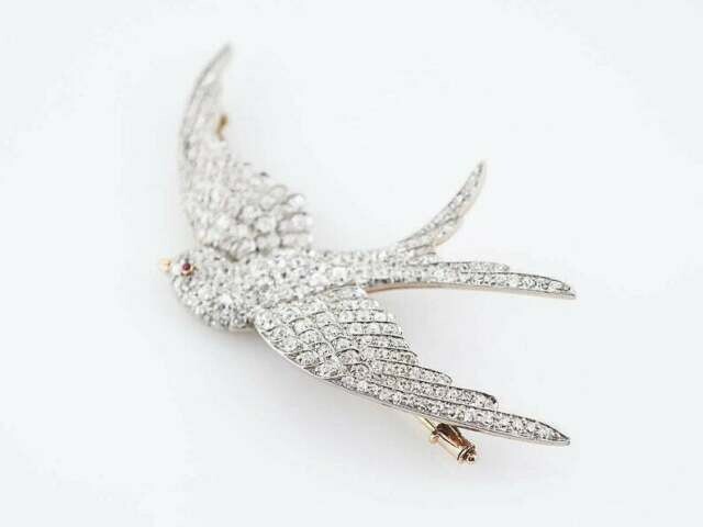 2.00CT Round Cut Simulated Diamond Flying Bird Pin Brooch 14k Yellow ...