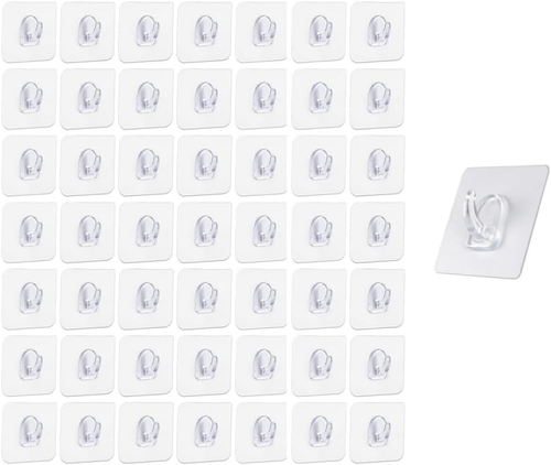 Clear Wall Hooks,50 Pack All-Purpose Large Adhesive Hooks for Hanging ...