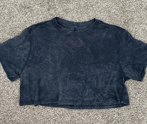 Lululemon Women’s All Yours Crop Tee Navy Blue, Tie Dye Wash Size 8 | eBay