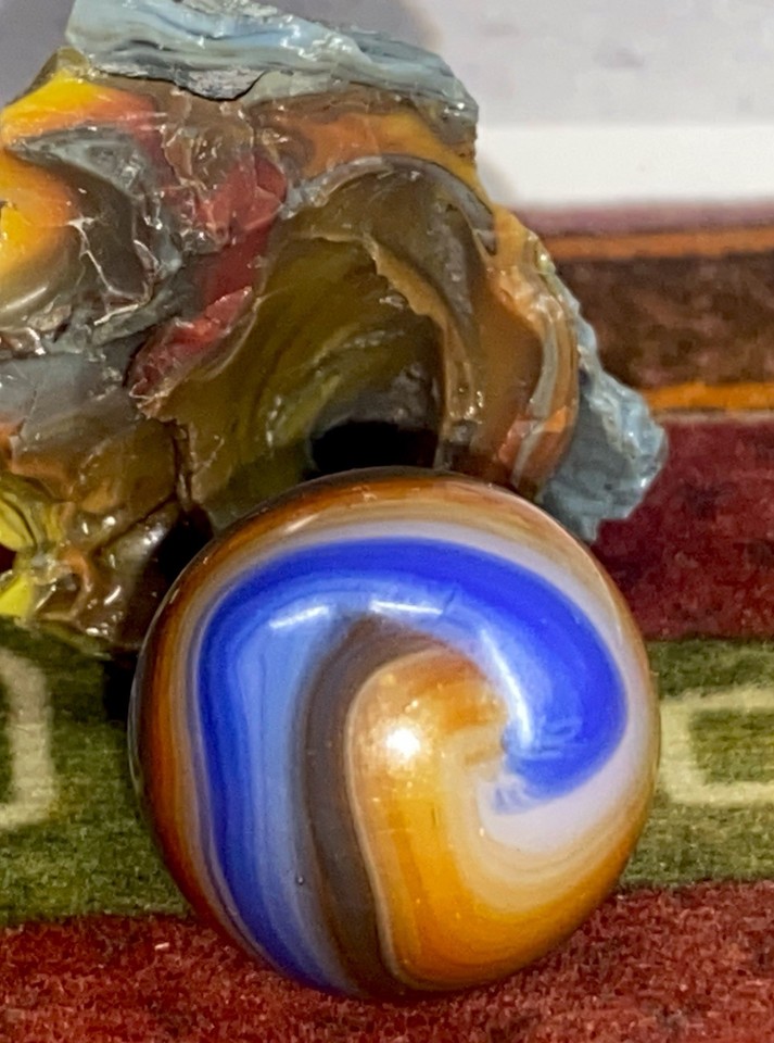 😎“Hybrid”Vintage Akro“Popeye” Marble-.75 Mint W/ 5 Colors & Piece Of ...