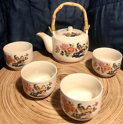 BEAUTIFUL SET OF ASAHI JAPAN SATO GORDON TEA POT & SET 4 CUPS ROBINS ...