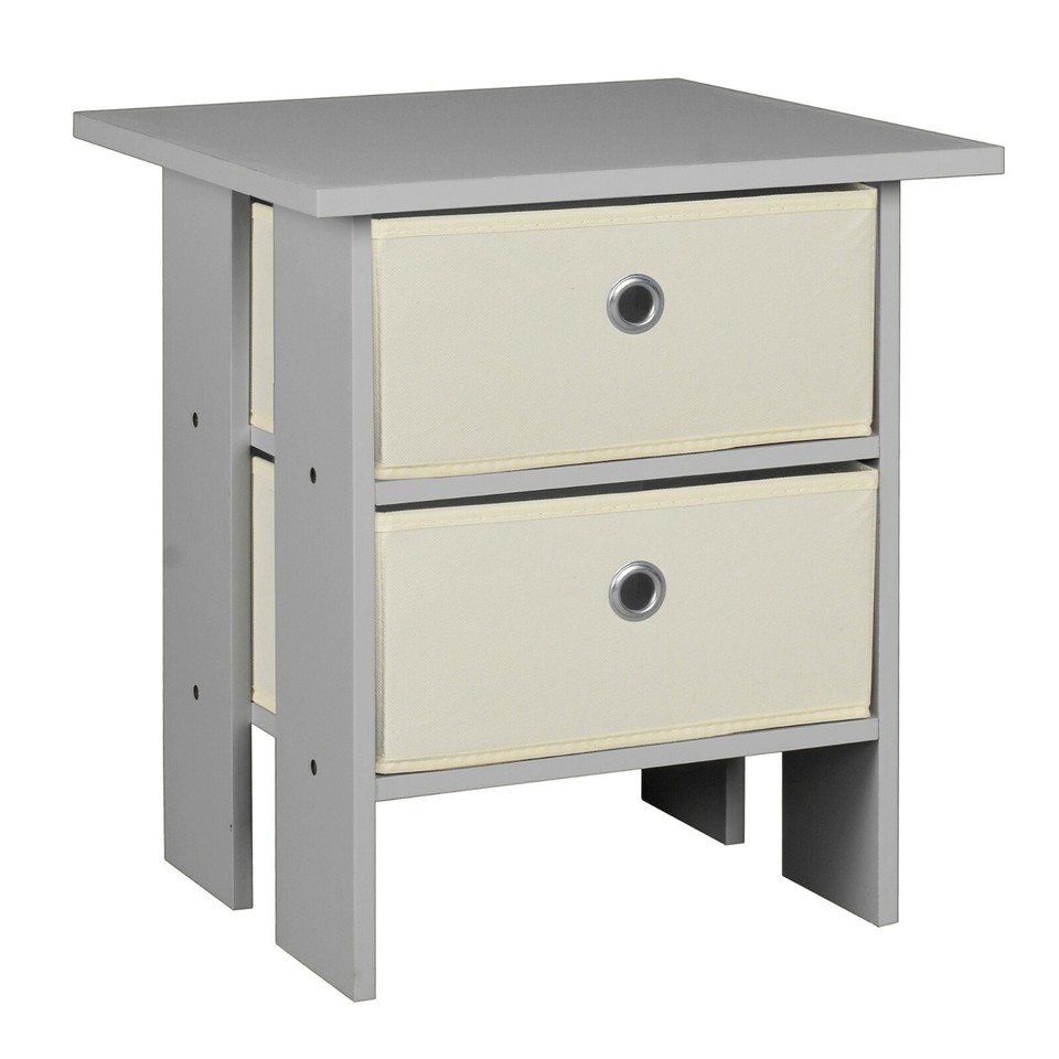 2 Tier 2 Drawer Wooden Bedroom Bedside Table Nightstand Living Room ...