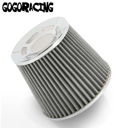 3" 76mm Silver Dry Air Filter Cold Air Intake Cone Replacement High ...