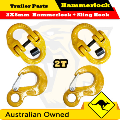 2Pack 2000kg Tow Hitch Hammer Lock Safety Chain Connector Link and ...