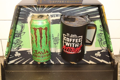 Java Monster Irish creme Energy Promo Box with Full Can & Themed Coffee ...