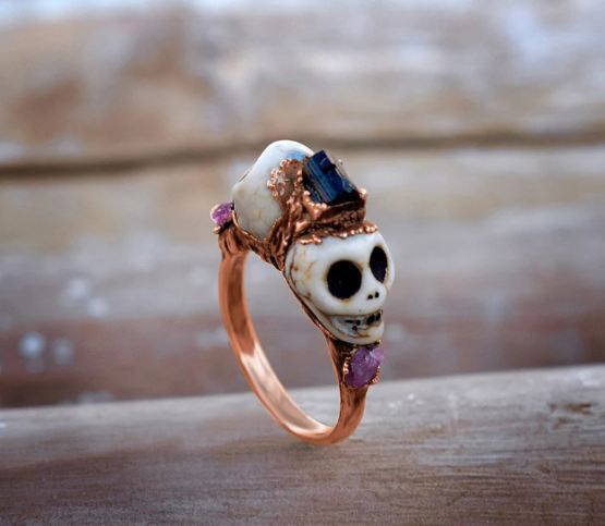 Natural Multi Tourmaline Gemstone Horror Skull Design Handmade ...