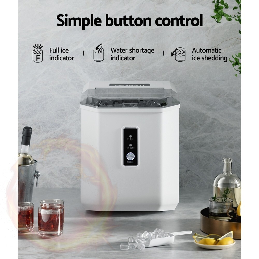 Devanti 12kg Ice Maker Machine Portable Ice Cube Tray Bar Countertop 2L ...
