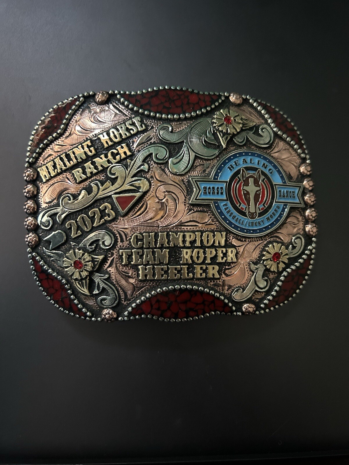 Flashy Red Champion Team Roper Heeling Buckle | eBay