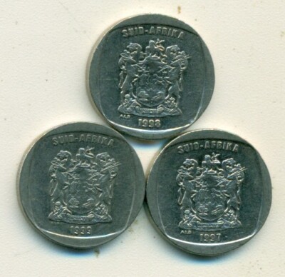 3 DIFFERENT 1 RAND COINS from SOUTH AFRICA (1997, 1998 & 1999) | eBay