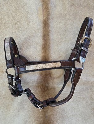 HARRIS LEATHER WORKS STERLING SILVER SHOW HALTER - WEANLING MINI HORSE ...