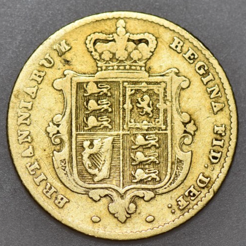 SCARCE 1842 VICTORIA YOUNG HEAD HALF SOVEREIGN SHIELD BACK BRITISH GOLD ...