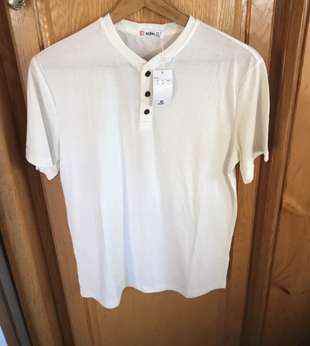 H24 white mens tshirt sz med nwt button down short sleeve | eBay
