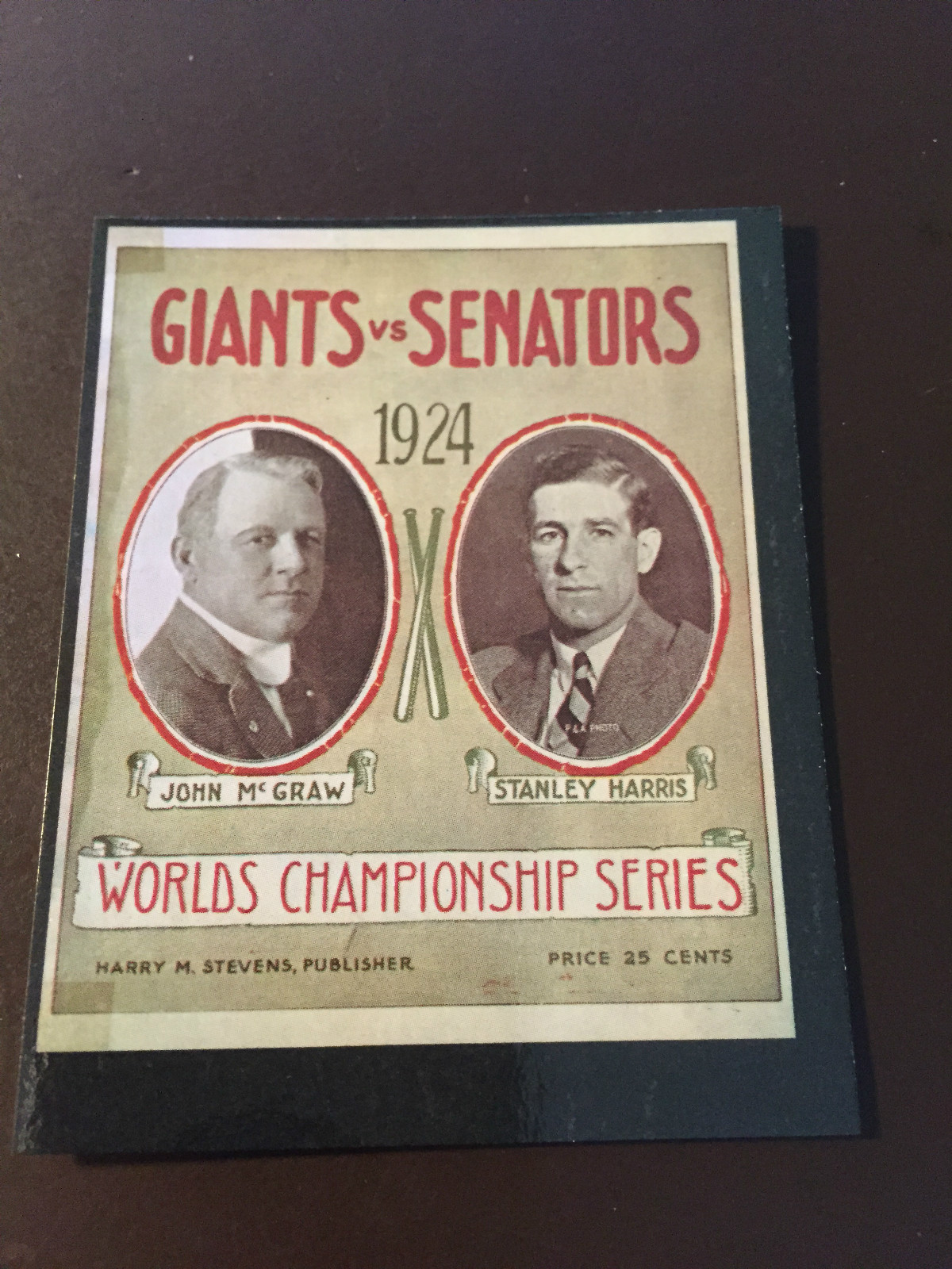 New York Giants vs Washington Senators 1924 World Series BASEBALL CARD ...