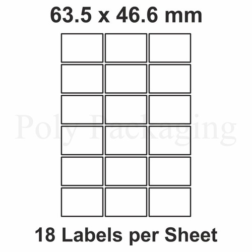 A4 Printer Labels(18 PER SHEET)(63.5x46.6mm) Plain Self Adhesive ...