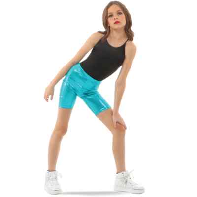 Ladies and Childrens Shiny Metallic Cycling Shorts Biker & performance ...