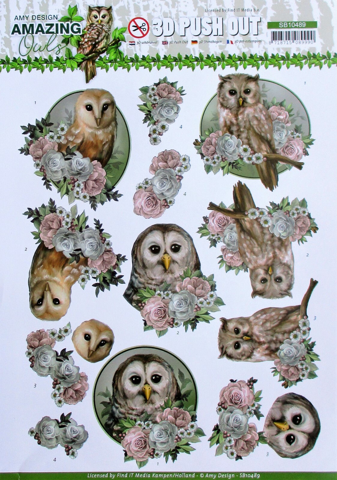 A4 DIE CUT 3D PAPER TOLE DECOUPAGE Push Out Sheet Owls & Flowers ...