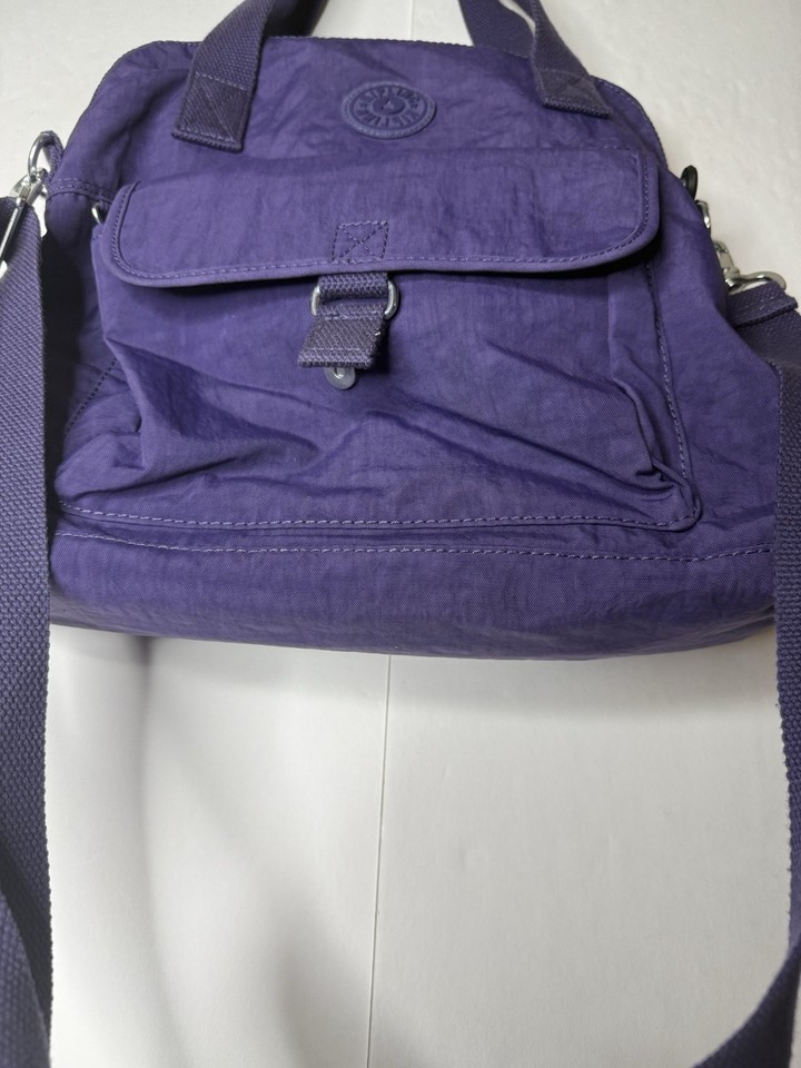 Kipling Pahneiro Purple Pattern Distressed Purse Handbag Women's Medium ...