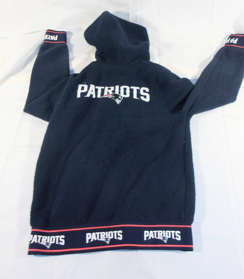 New England Patriots Women’s Sherpa Fleece Hoodie Jacket Navy Blue ...