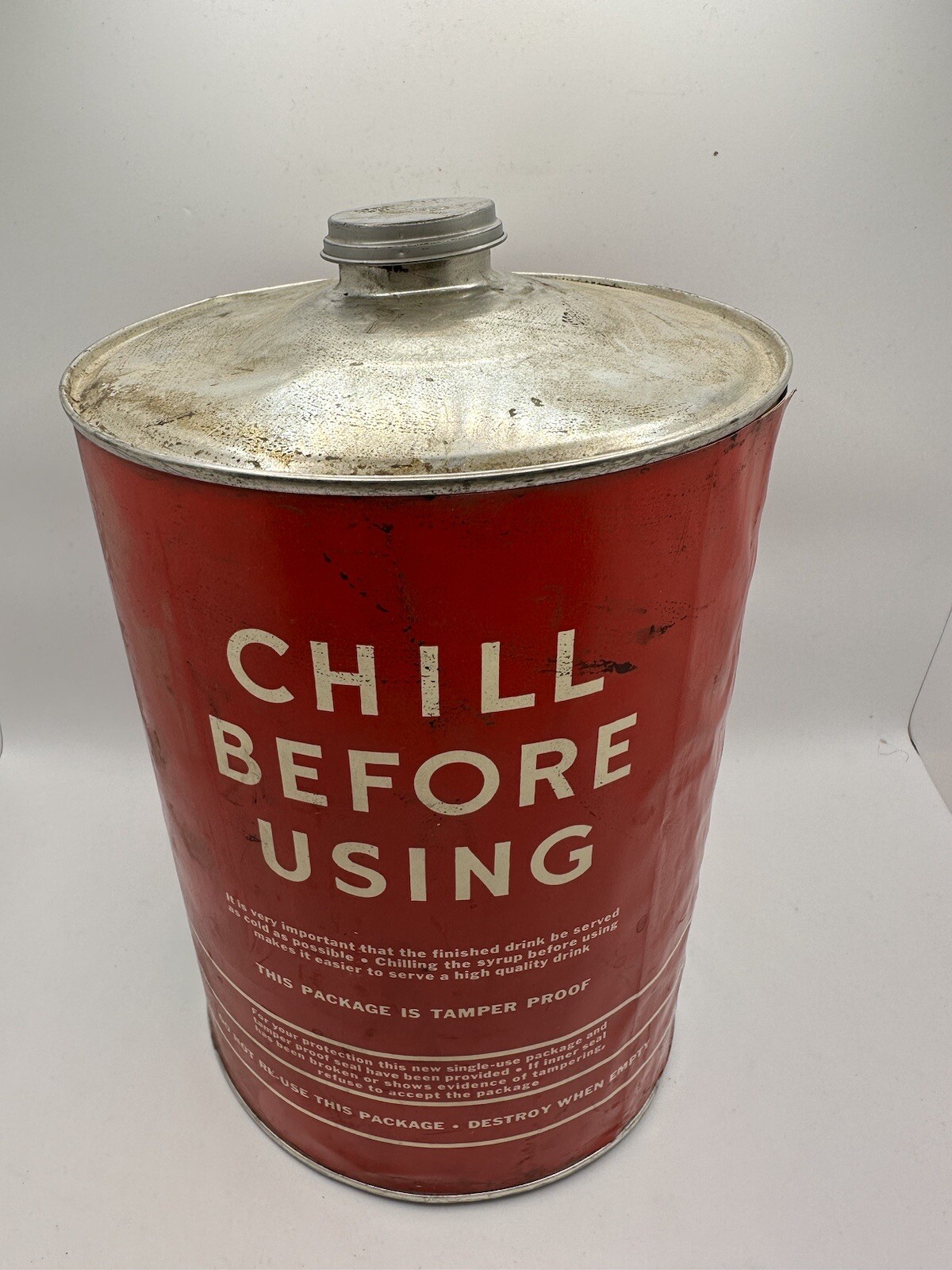 Rare! Vtg 30s COCA COLA 1 GALLON SYRUP METAL CAN PAPER LABEL RED WHITE ...