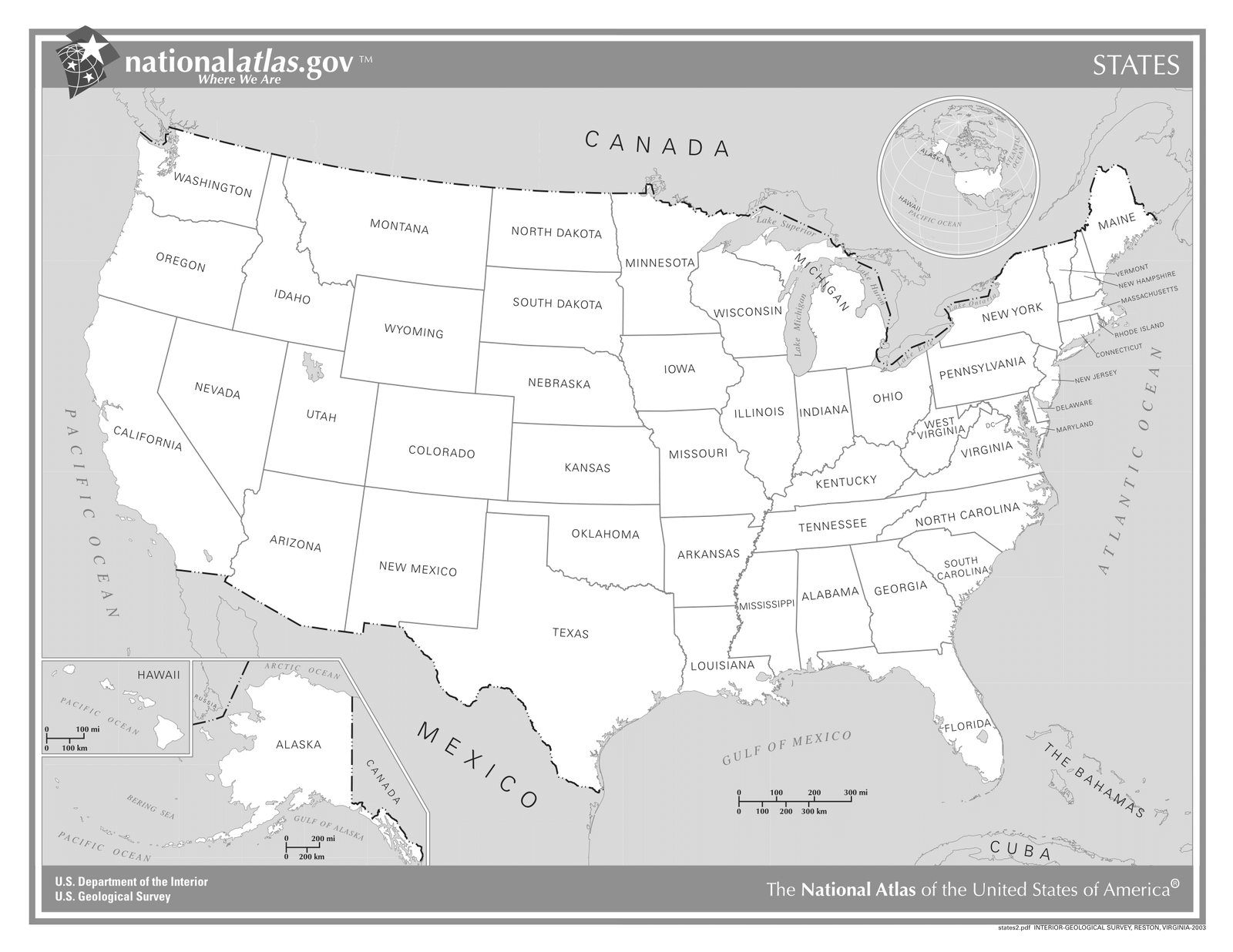 USA States (Black and White) Laminated Wall Map | eBay