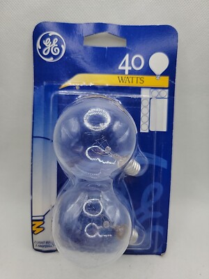 GE Crystal Clear (2) 40 Watt 320 Lumen G16 1/2 Candalabra Base 40GC CD2 ...