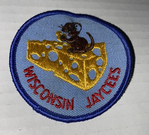 Vintage Wisconsin Jaycees Cheese Mouse Embroidered Sew On Patch Circle ...