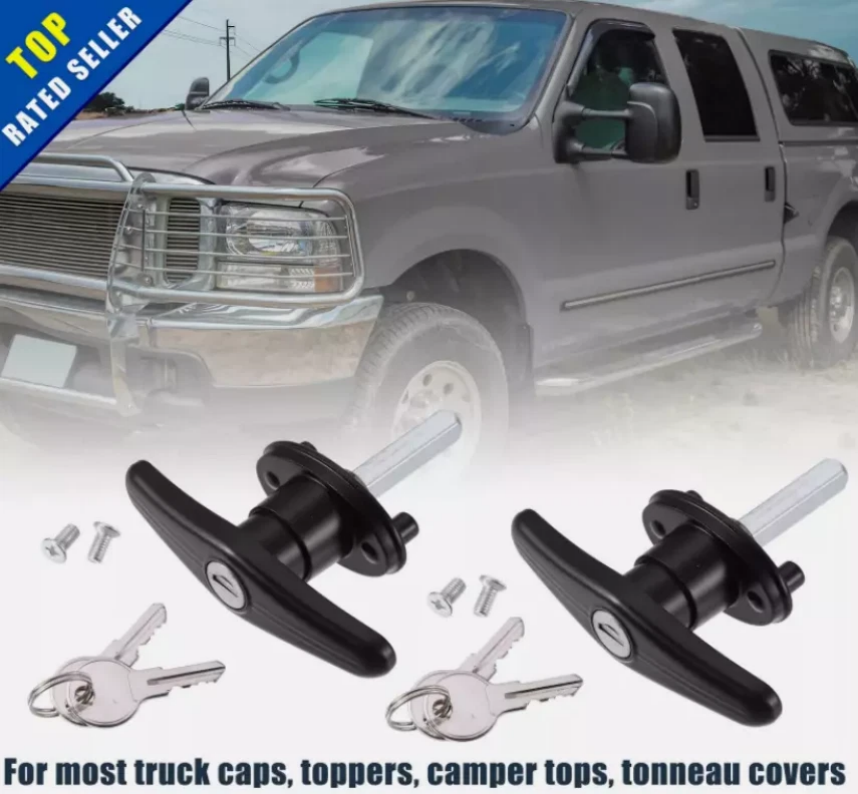 2 Packs Universal Truck Cap Lock T Handles for Pickup Truck Cap Camper ...