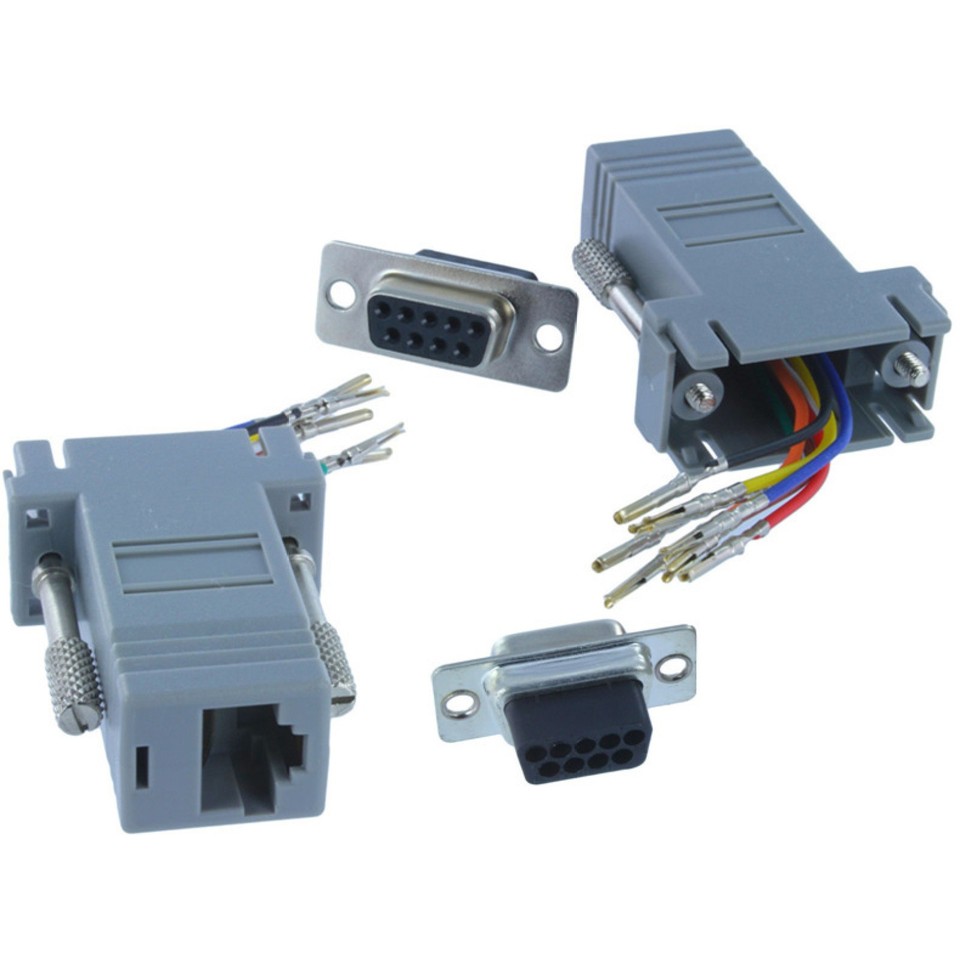 5 pack DB9 9 Pin RS232 Serial Port Female to RJ45 Female Network ...