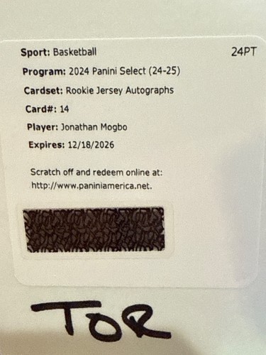 2024-25 Panini Select Jonathan Mogbo Rookie Jersey Autographs ...
