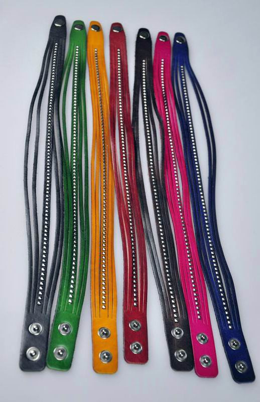 S393 Handmade Cool Double Wrap Metal Studded Multi Bands Leather ...