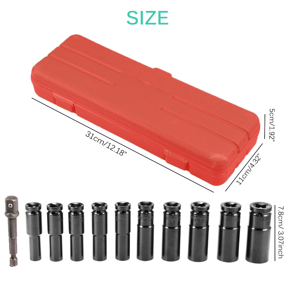 Deep Impact Socket 1/2" Drive Long Reach Thin Wall 10-Metric Sockets 10 ...