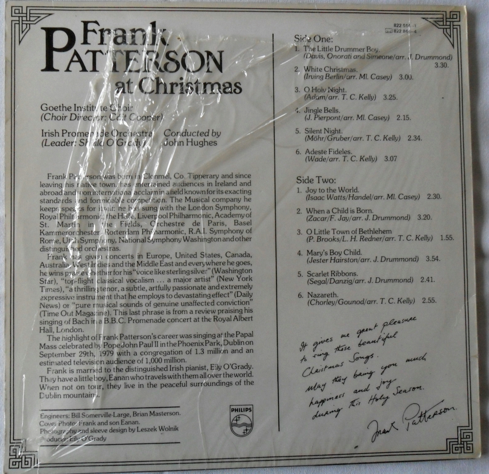 Frank Patterson at Christmas LP Philips 822 844 1984 | eBay
