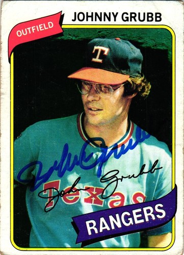 Johnny Grubb Signed #313 1980 Topps Coach MLB Baseball Card AUTO ...