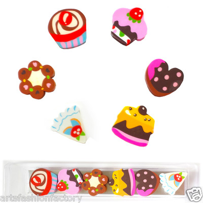 6-piece Assorted Japanese Cakes and Desserts Erasers 6-pack Eraser Set ...