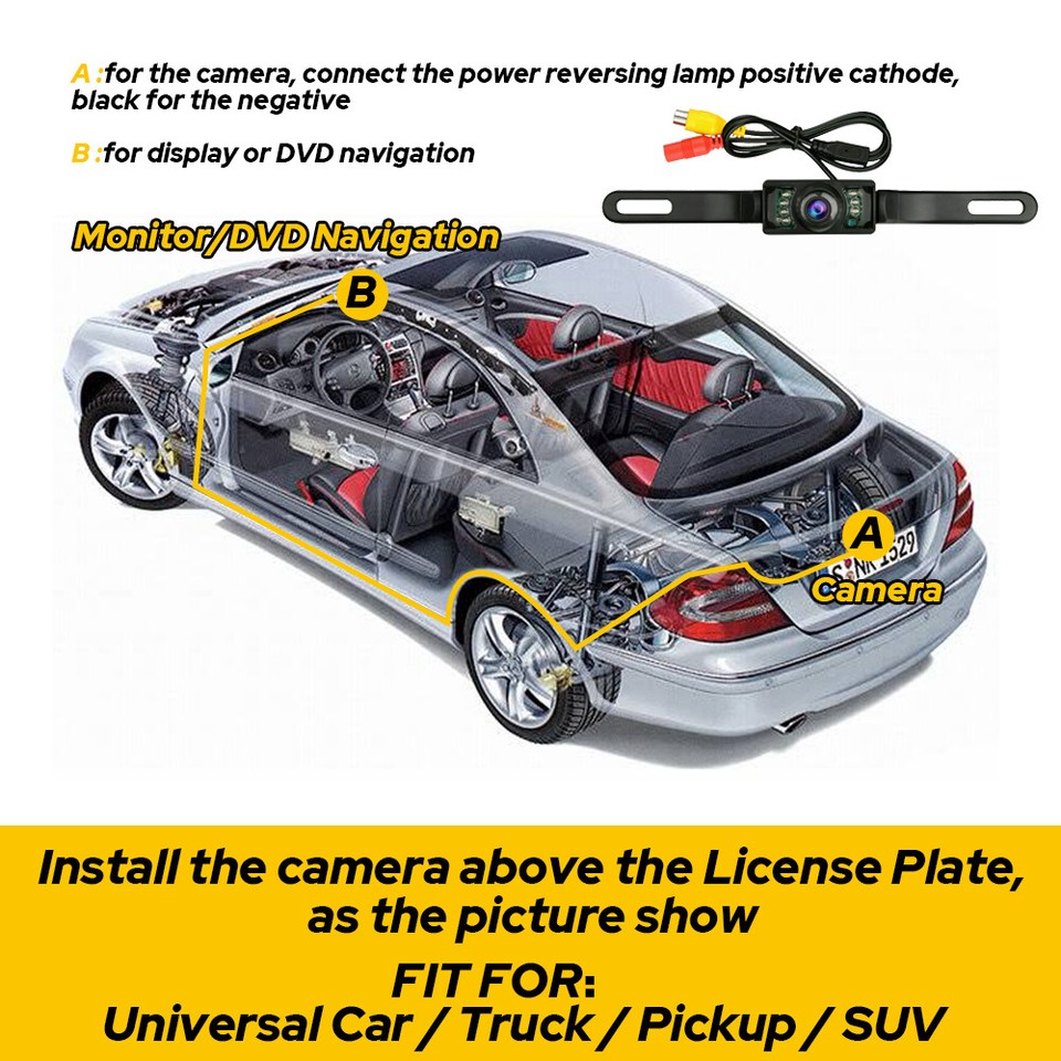 Car Rear View Camera Backup Reverse Camera Night Vision License Plate ...