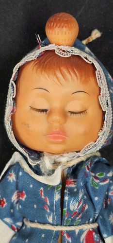 Vintage 3 faced baby doll happy sad sleeping Floral Outfit 8" Plastic ...