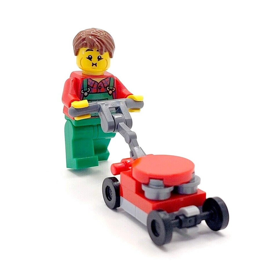 Gardener Cake Topper Made With LEGO® Bricks Man Mowing Grass Lawn Mower ...