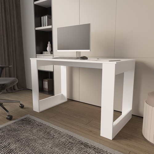 FM FURNITURE Aurora Writing Computer Desk w/Ample Work Surface. White ...