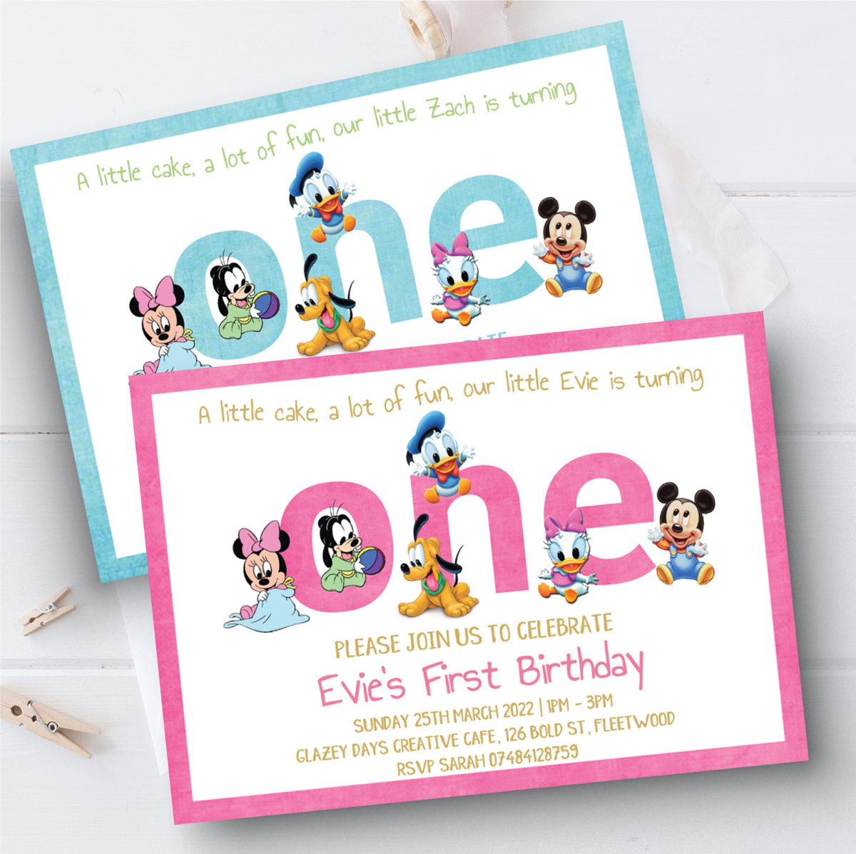 Baby Mickey Birthday Invitations