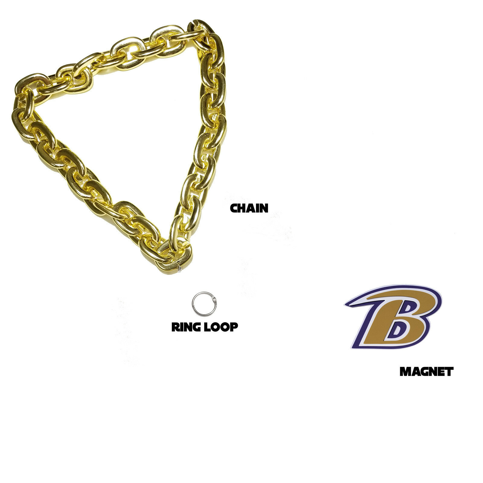 New NFL Baltimore Ravens GOLD Fan Chain Necklace Foam 847624067022| eBay