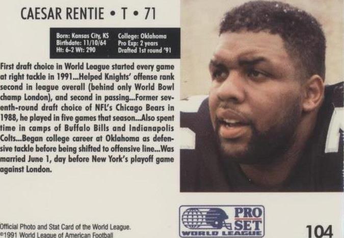 Las mejores ofertas en 1991 Pro Set WLAF Caesar Rentie #104 | eBay